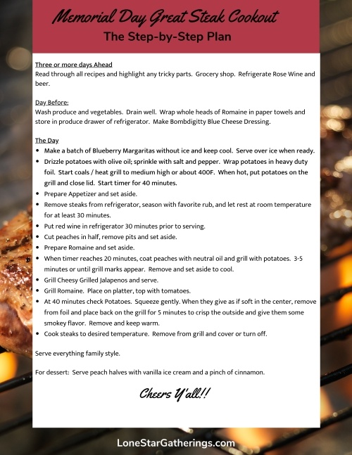 Memorial Day Great Steak Cookout Menu ⋆ Lone Star Gatherings