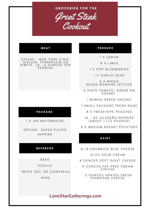 Memorial Day Great Steak Cookout Menu ⋆ Lone Star Gatherings